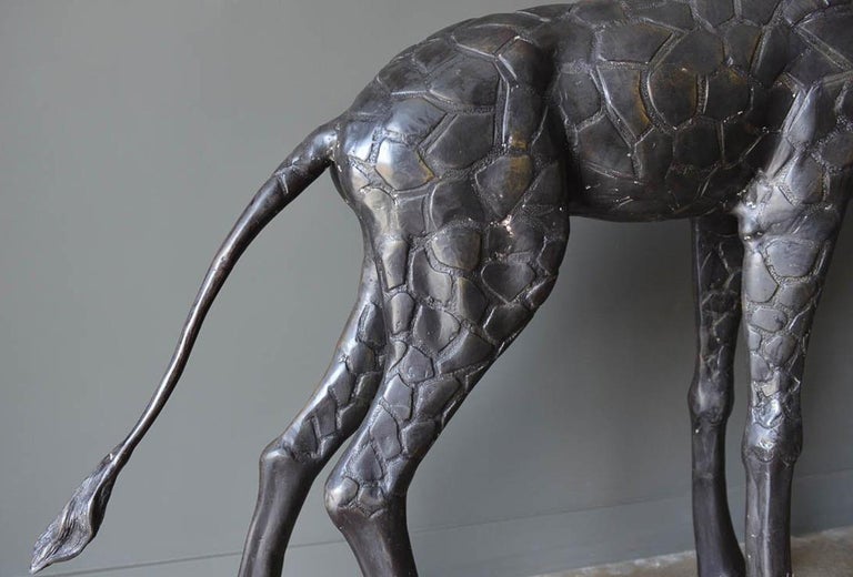Large Scale Pair of Bronze Giraffe Statues, circa 1970 at 1stDibs