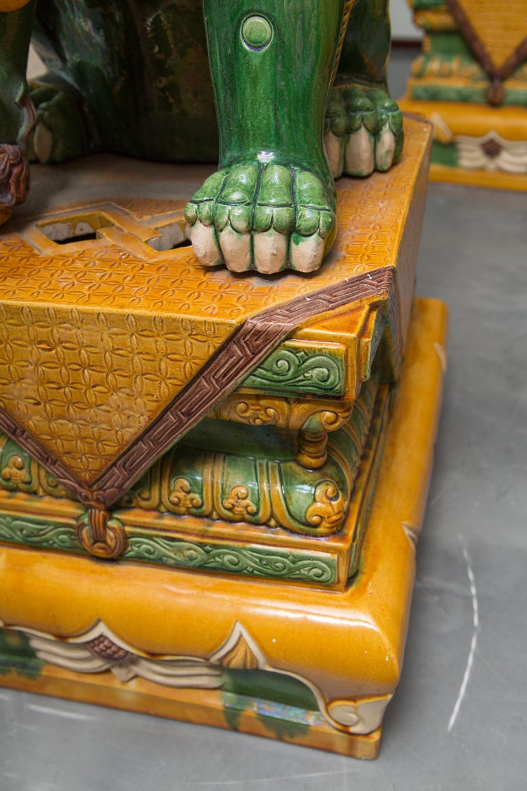 Large Scale Pair of Colorful Foo Dogs at 1stDibs
