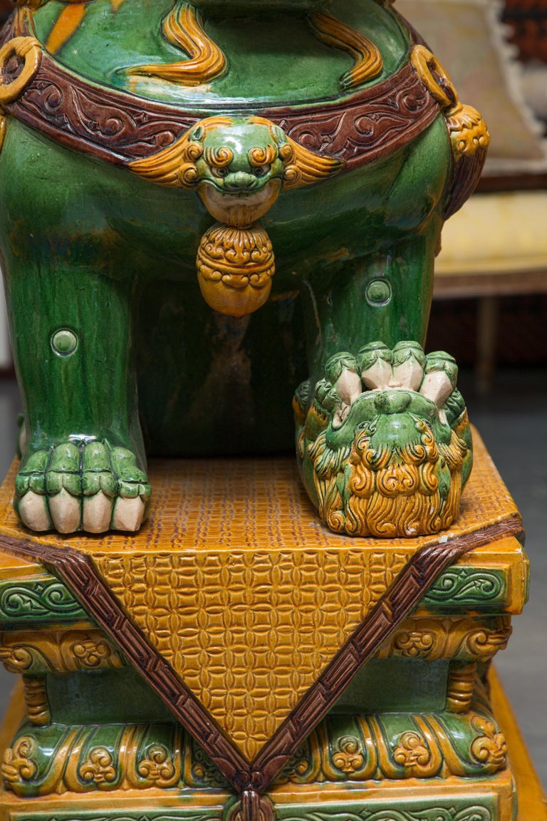 Large Scale Pair of Colorful Foo Dogs at 1stDibs
