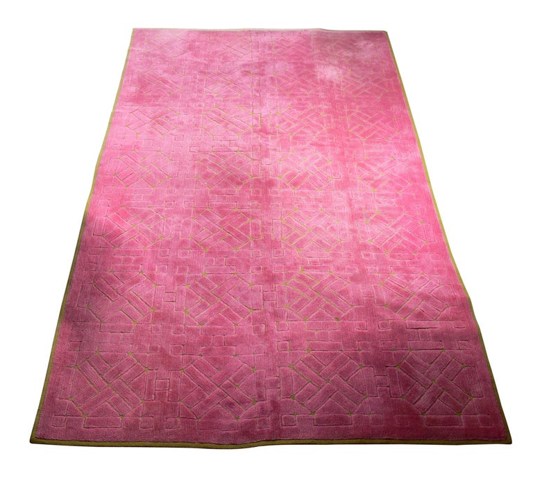 Large Scale Pink and Green Edward Fields Carpet at 1stDibs