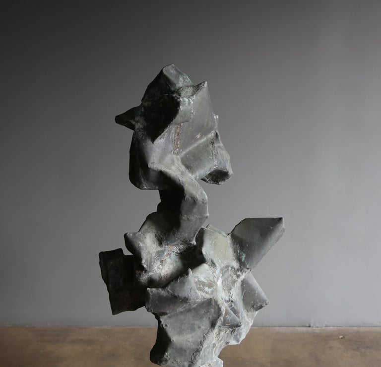 Large Scale Verdigris Copper Abstract Sculpture, circa 1970 at 1stDibs