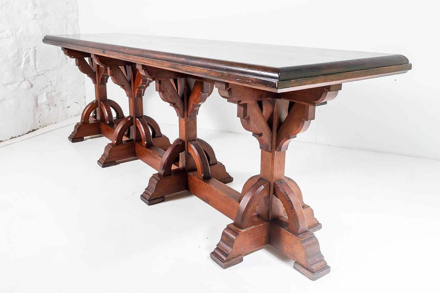 Large Scale Victorian Ecclesiastical Gothic Revival Table in the Manner ...