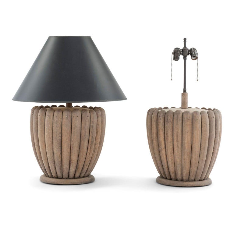Large Scale Vintage Handmade Wooden Lamps For Sale at 1stDibs