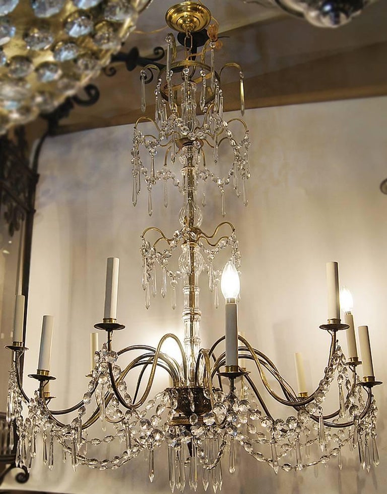 Large Scandinavian Crystal Chandelier at 1stDibs