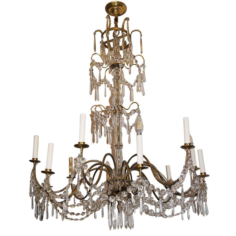 Large Scandinavian Crystal Chandelier at 1stDibs