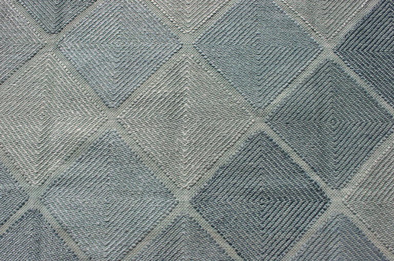 Large Scandinavian Inspired Design Rug in Blue, Tan and Gray Colors For ...