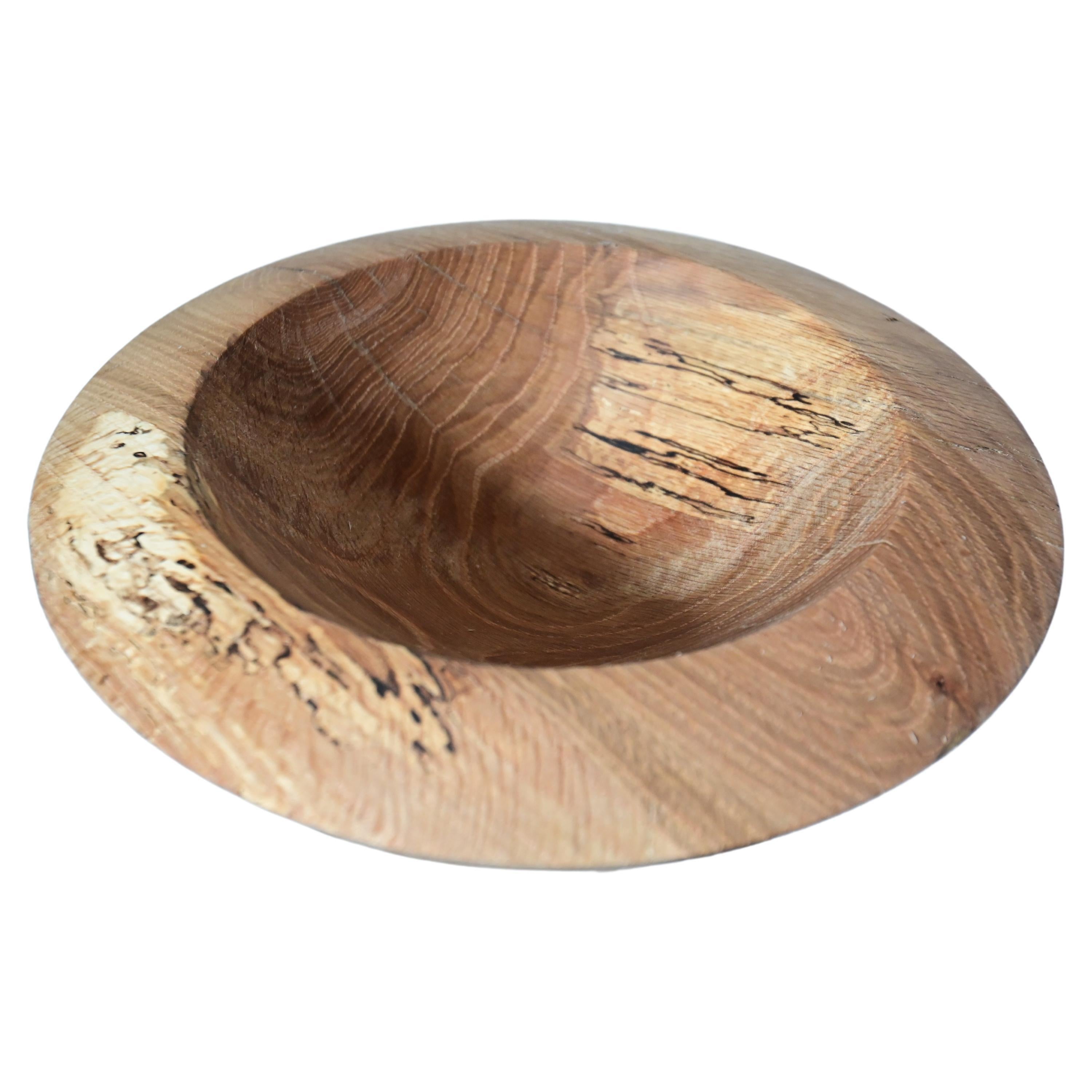 Sculpted Oak Wooden Bowl For Sale at 1stDibs