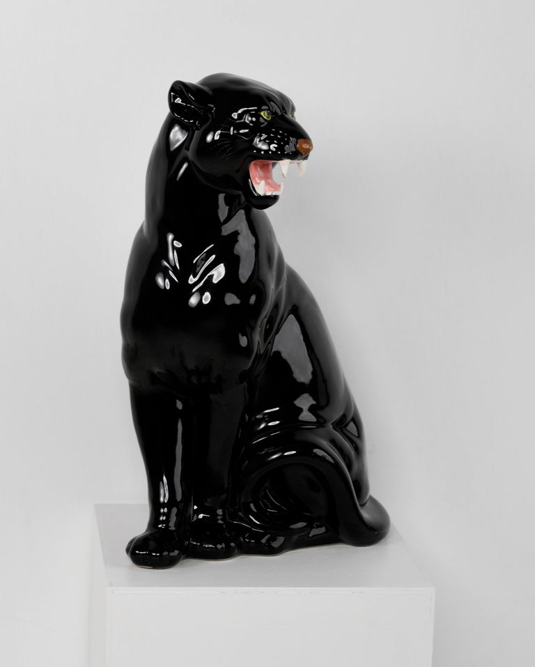Large Sculptural Ceramic Glazed Panther Italian For Sale at 1stDibs ...
