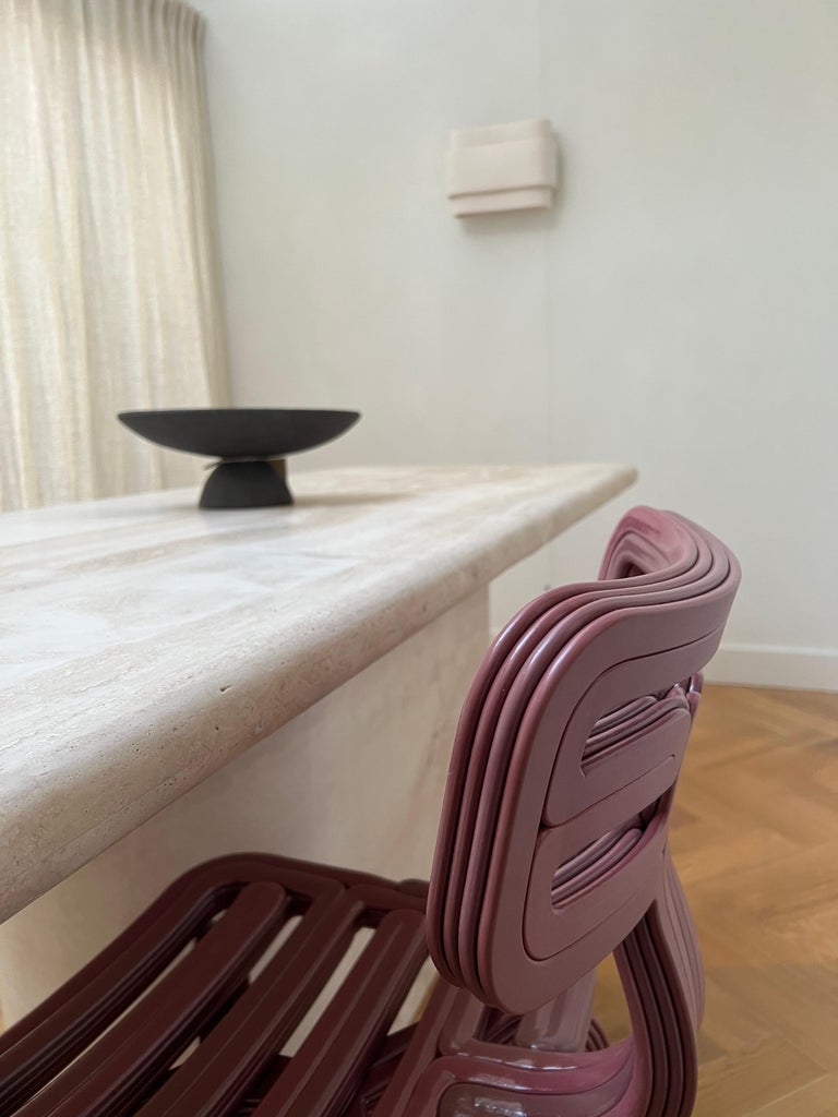 Large Sculptural curved edge travertine rectangle dining table For Sale ...