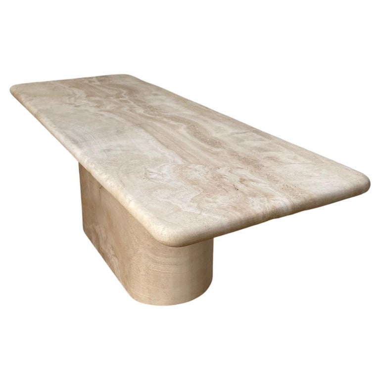 Large Sculptural curved edge travertine rectangle dining table For Sale ...