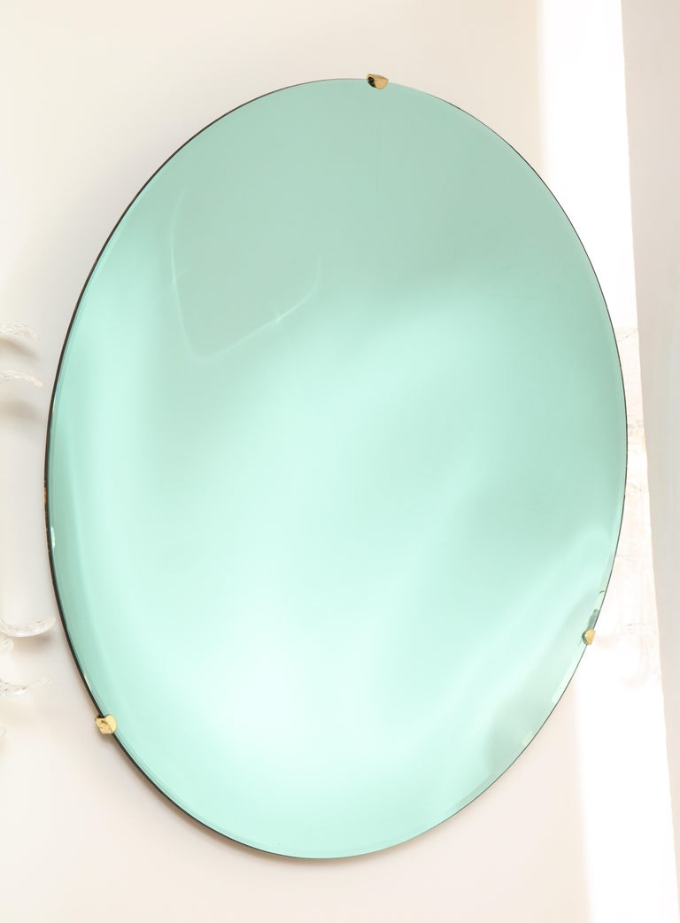 Large Sculptural Round Concave Green "Verde" Mirror or Wall Art, Italy ...