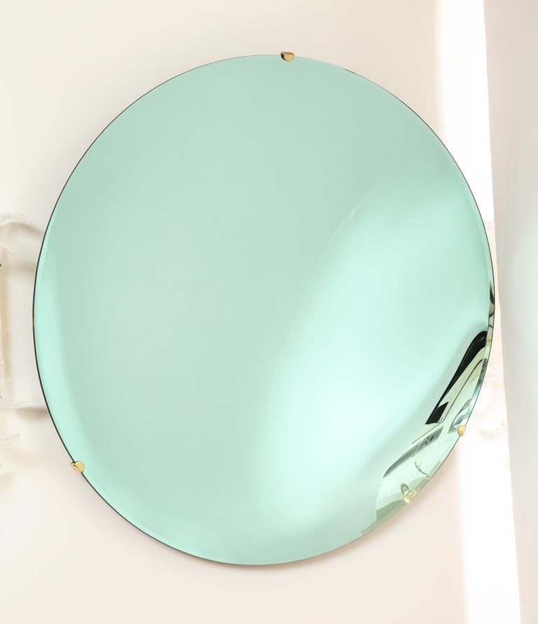 Large Sculptural Round Concave Green "Verde" Mirror or Wall Art, Italy ...