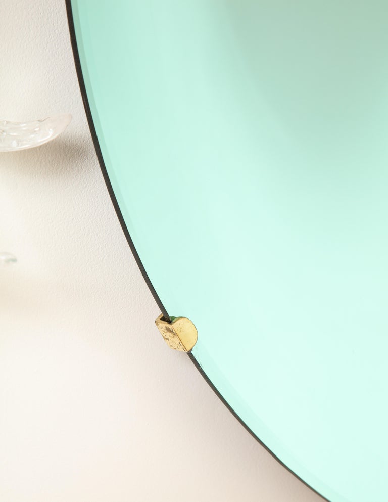 Large Sculptural Round Concave Green "Verde" Mirror or Wall Art, Italy ...