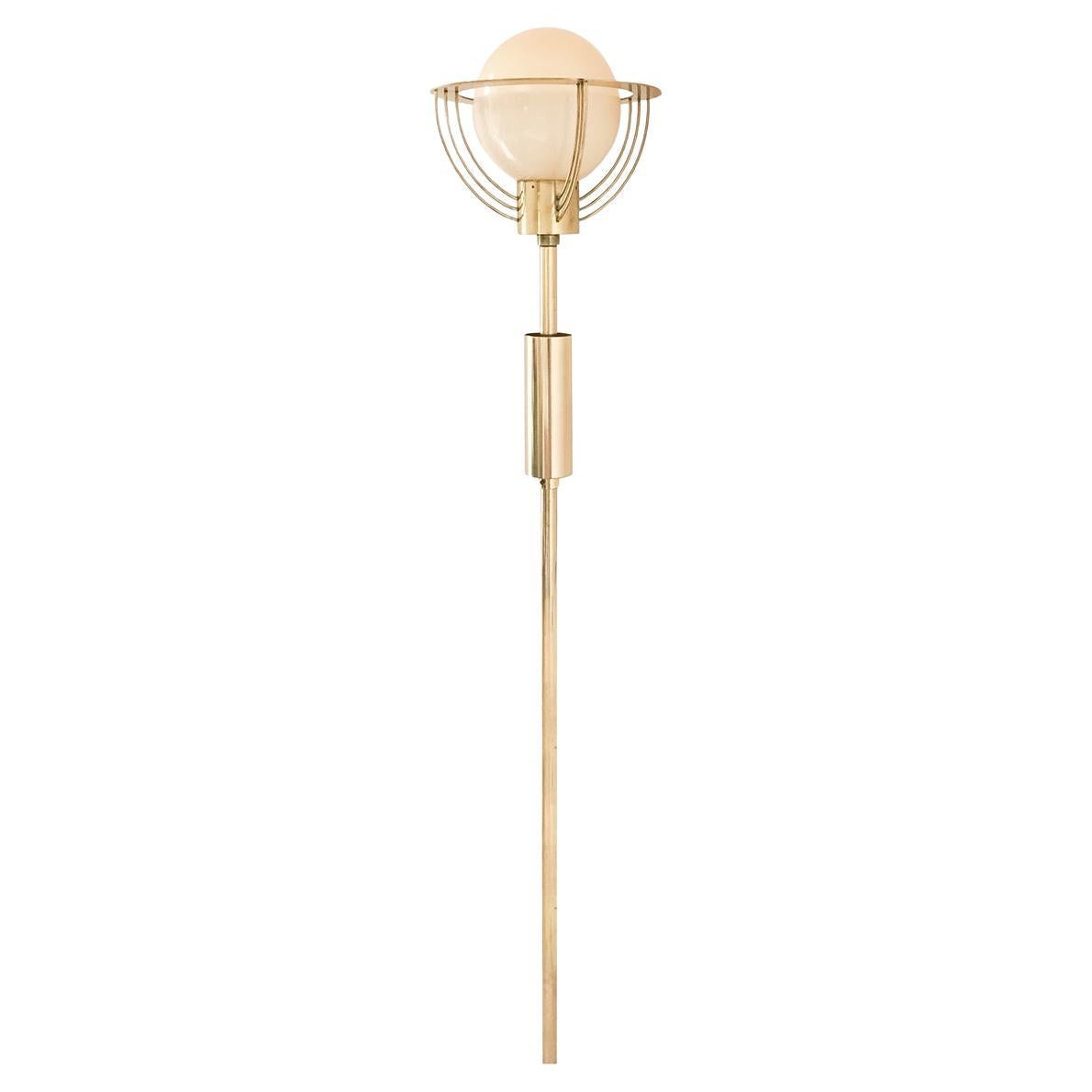 Large Sculptural Wall Torchiere in Brass and Milk Glass, 1930s For Sale ...