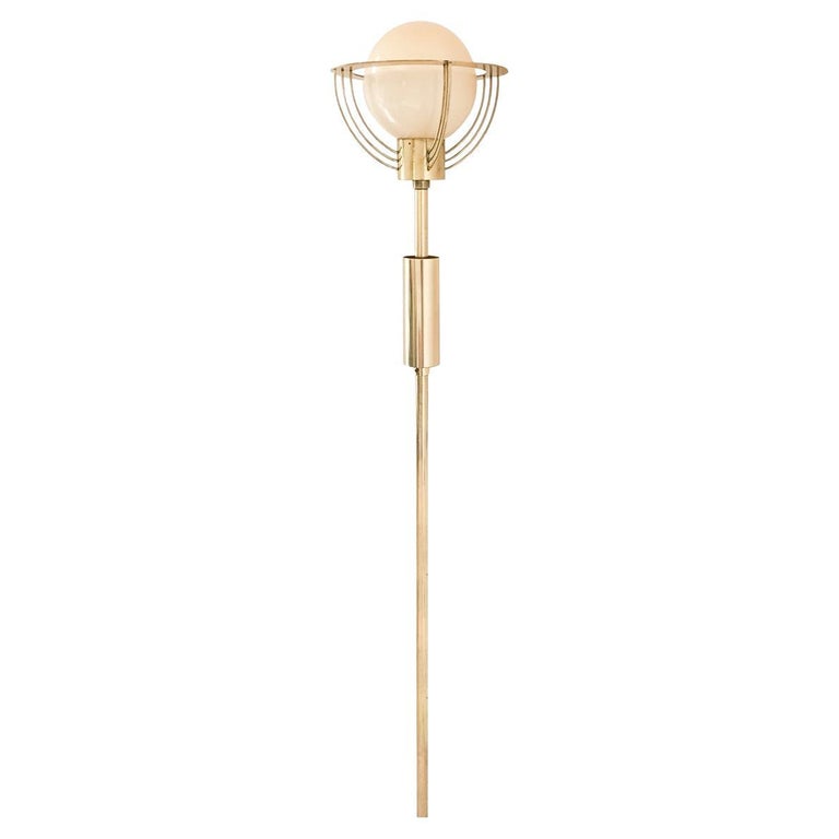 Large Sculptural Wall Torchiere in Brass and Milk Glass, 1930s For Sale ...