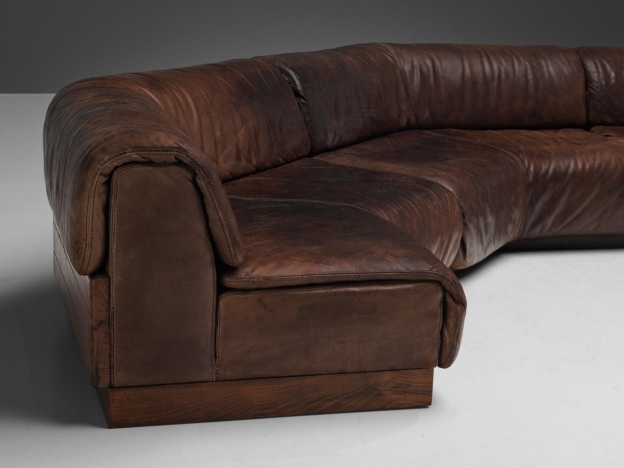 Large Sectional Sofa in Brown Leather For Sale at 1stDibs | large brown ...