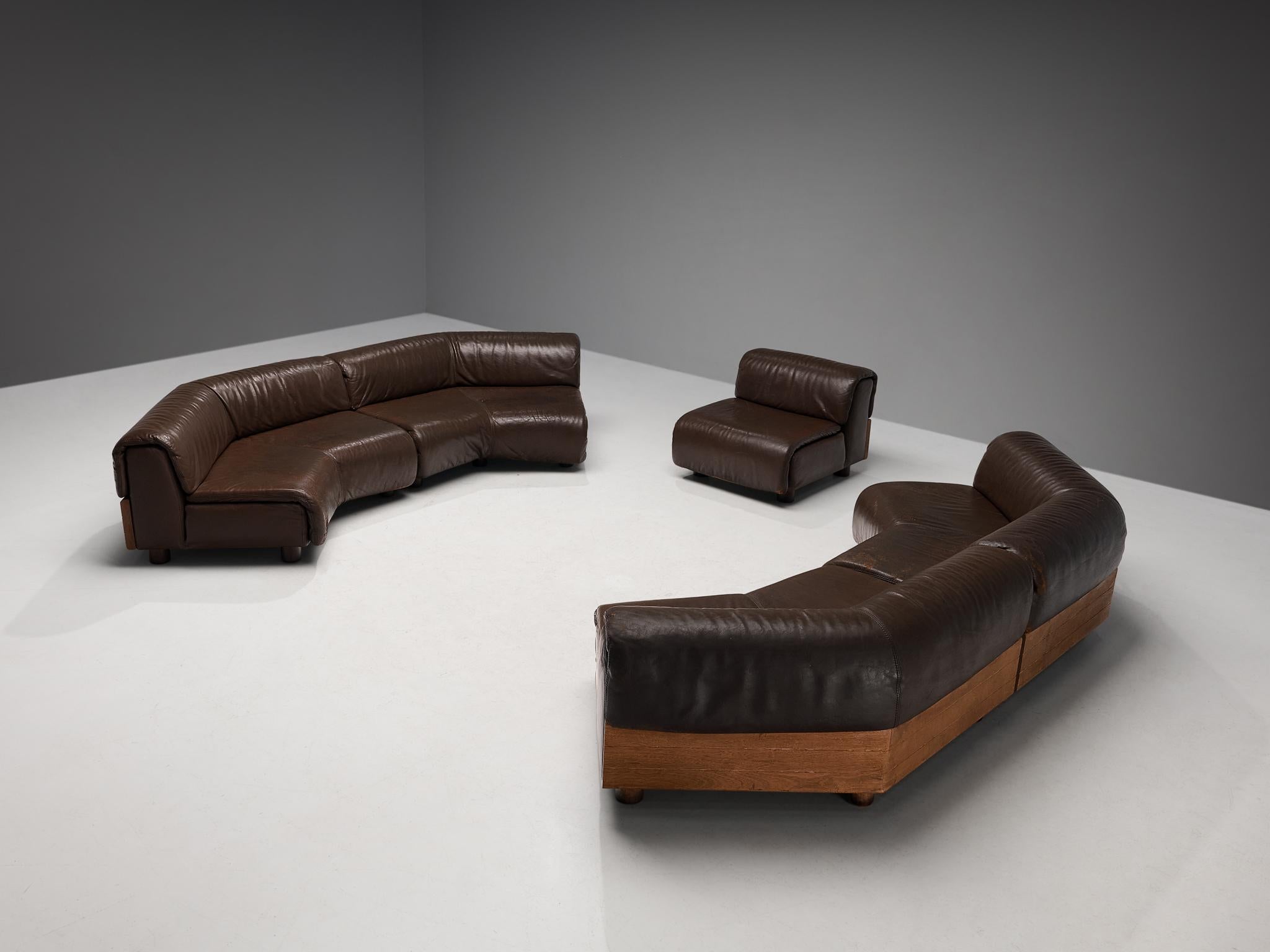 Large Sectional Sofa in Brown Leather For Sale at 1stDibs | brown ...