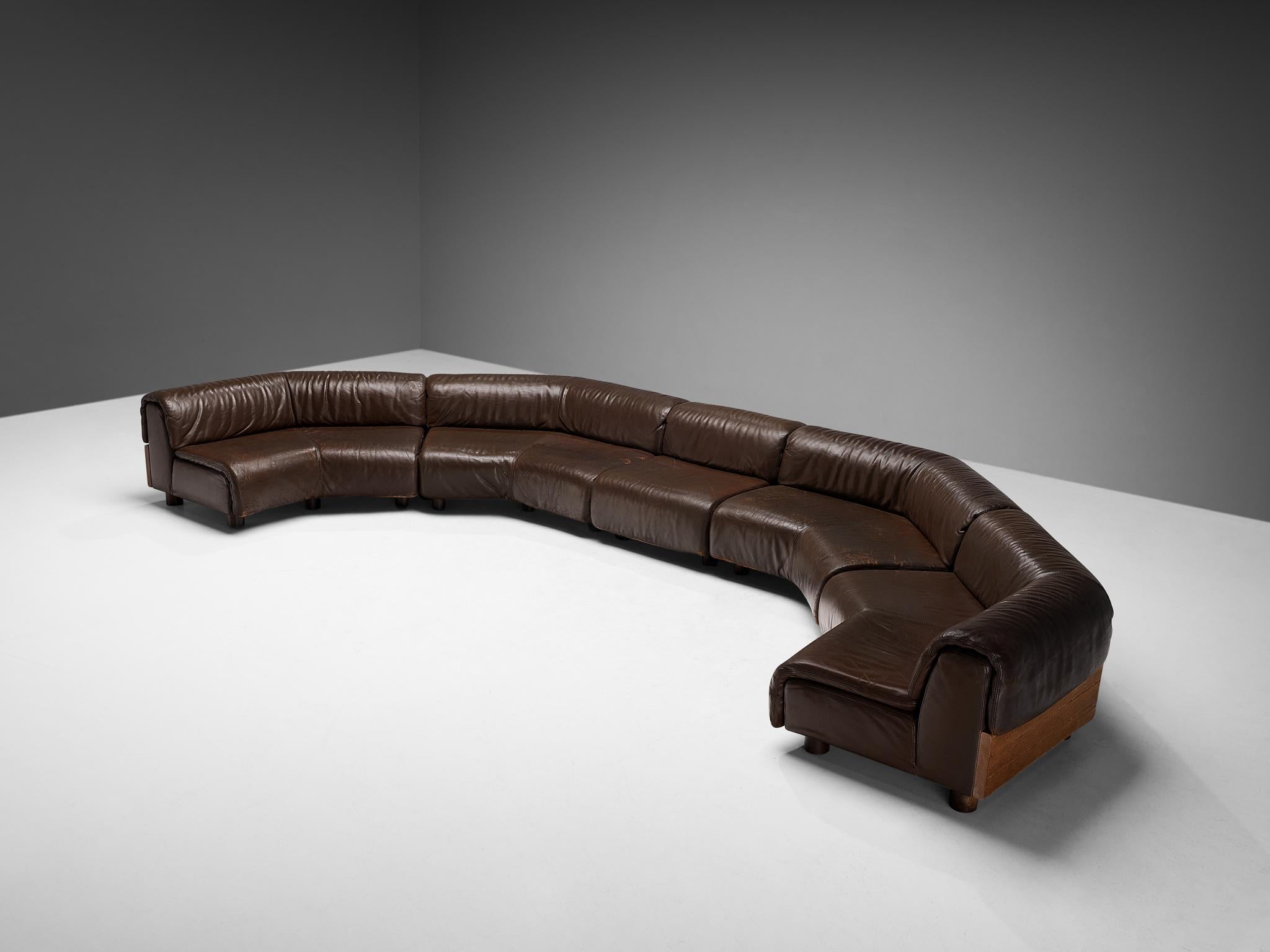 Large Sectional Sofa in Brown Leather For Sale at 1stDibs | brown ...