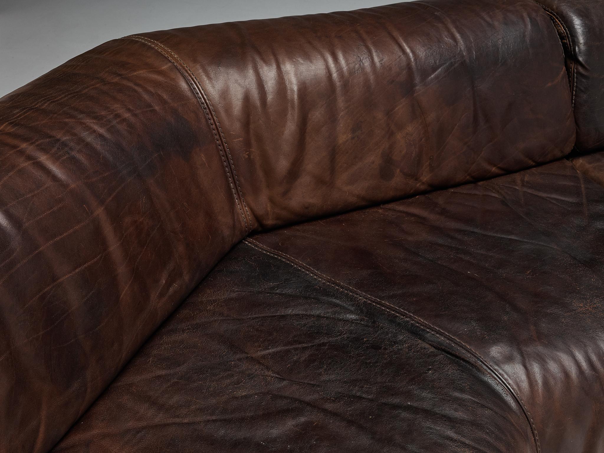 Large Sectional Sofa in Brown Leather For Sale at 1stDibs | large brown ...