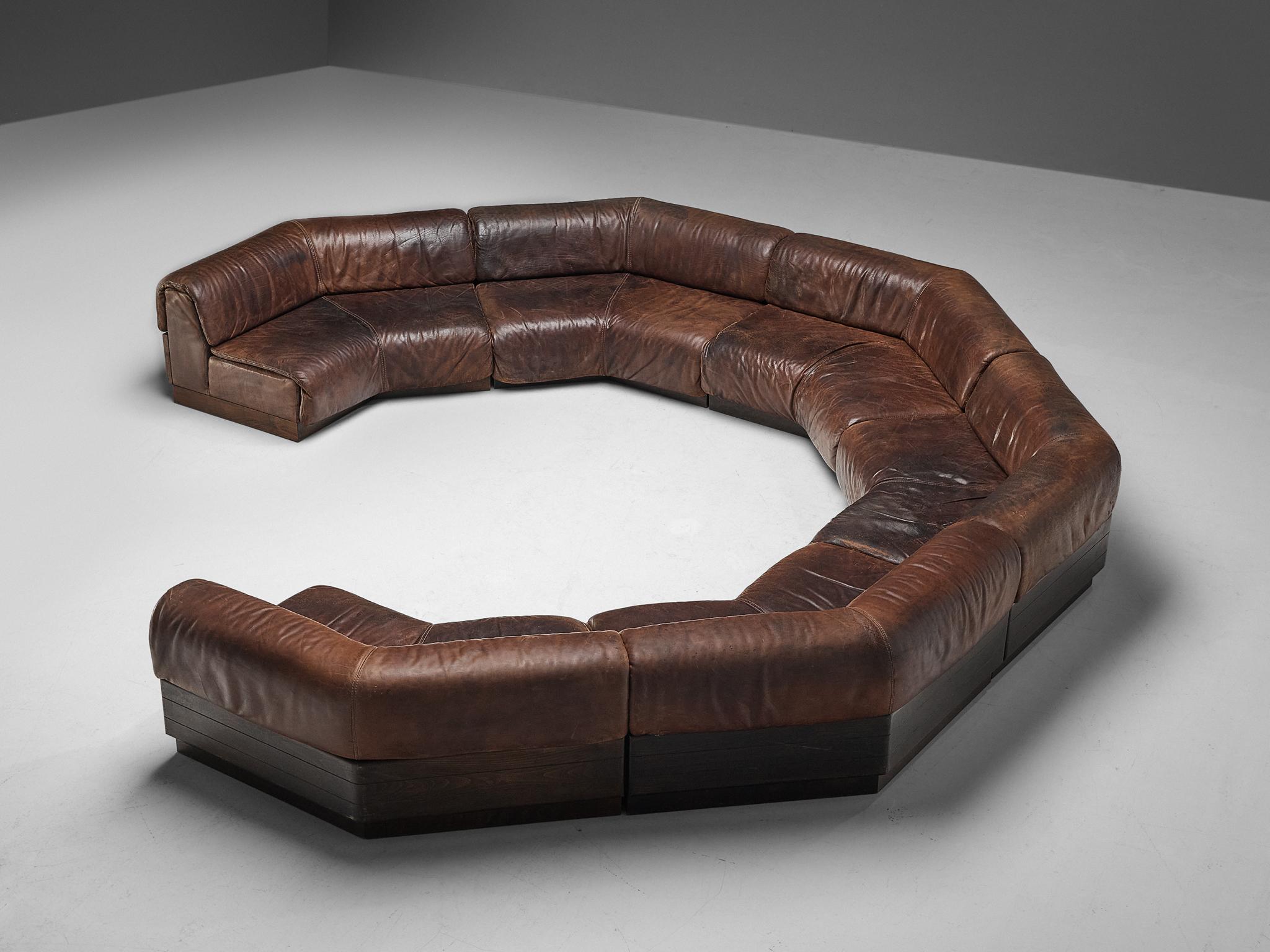 Large Sectional Sofa in Brown Leather For Sale at 1stDibs | large brown ...