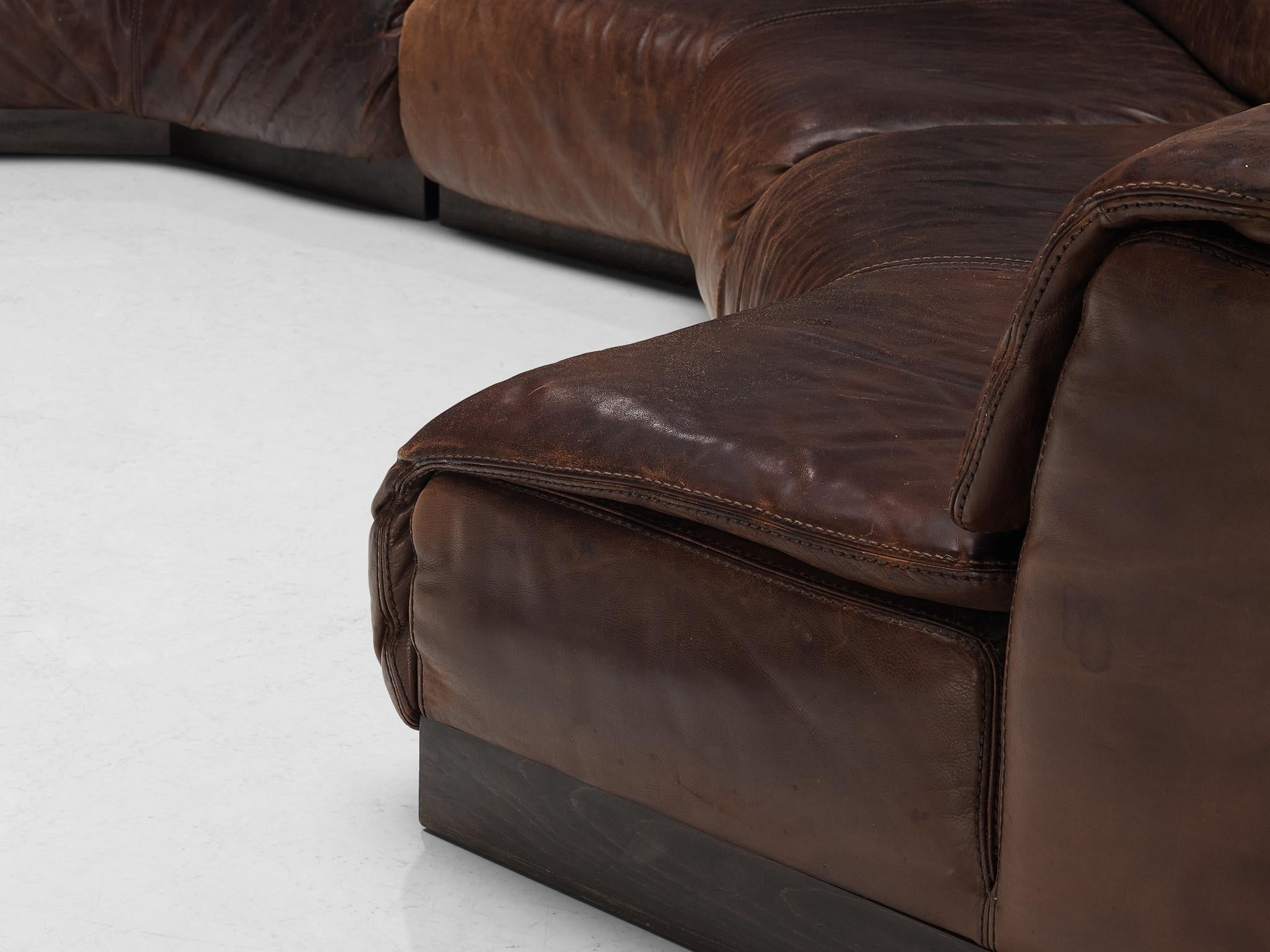 Large Sectional Sofa in Brown Leather For Sale at 1stDibs | large brown ...