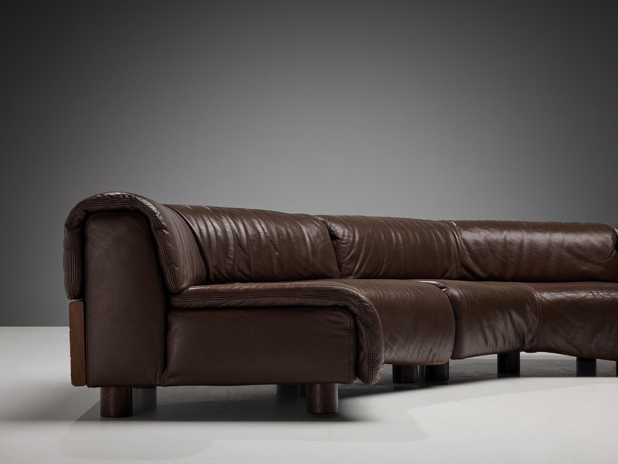 Large Sectional Sofa in Brown Leather For Sale at 1stDibs | brown ...