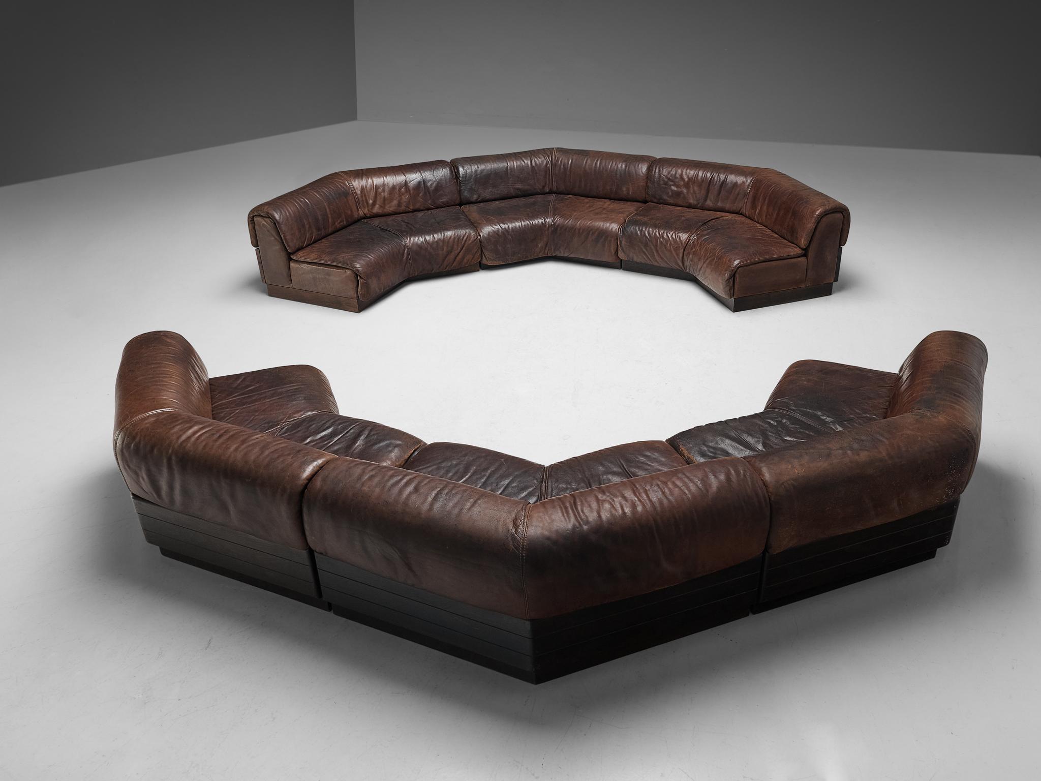 Large Sectional Sofa in Brown Leather For Sale at 1stDibs | large brown ...