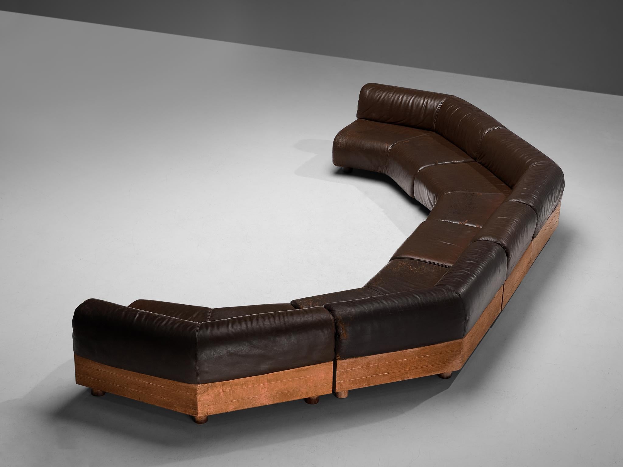 Large Sectional Sofa in Brown Leather For Sale at 1stDibs | brown ...