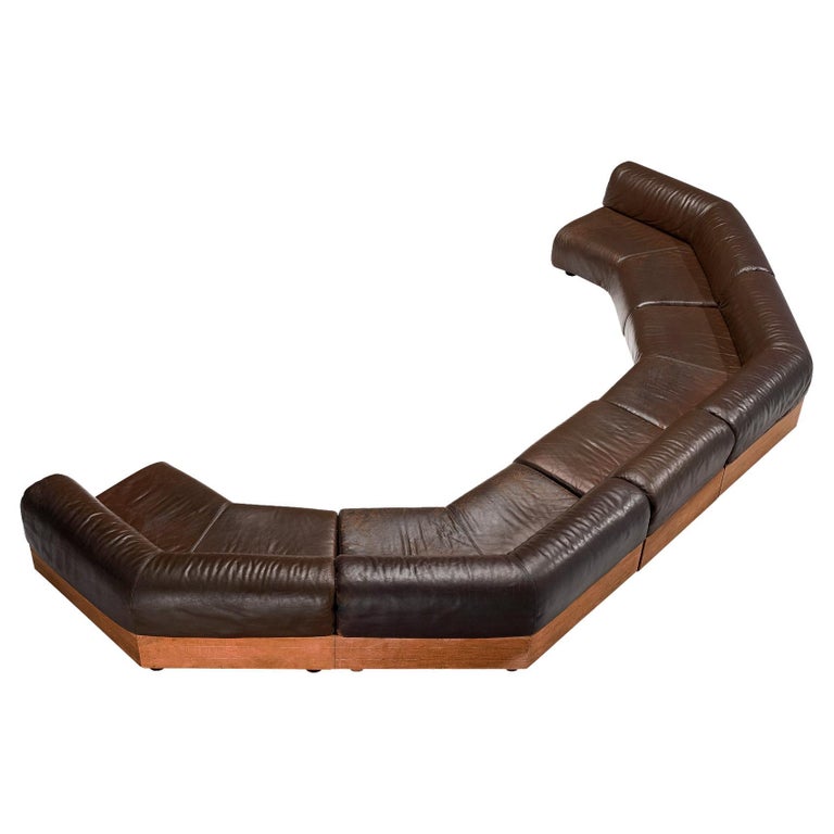 Large Sectional Sofa in Brown Leather For Sale at 1stDibs | brown ...