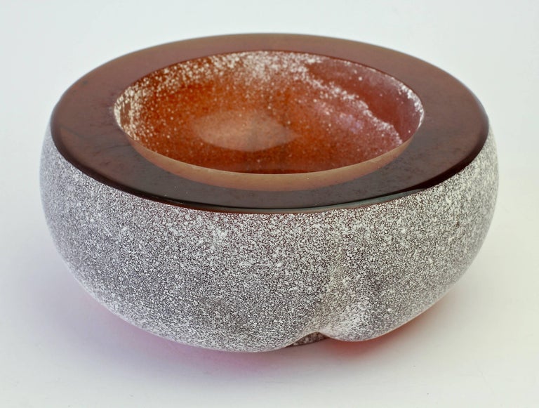 Large Seguso Vetri d'Arte Amber 'a Scavo' Murano Glass Bowl at 1stDibs