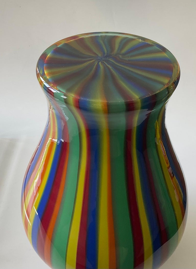 Large Seguso Viro Vibrant Blue Interior Striped Murano Glass Signed ...