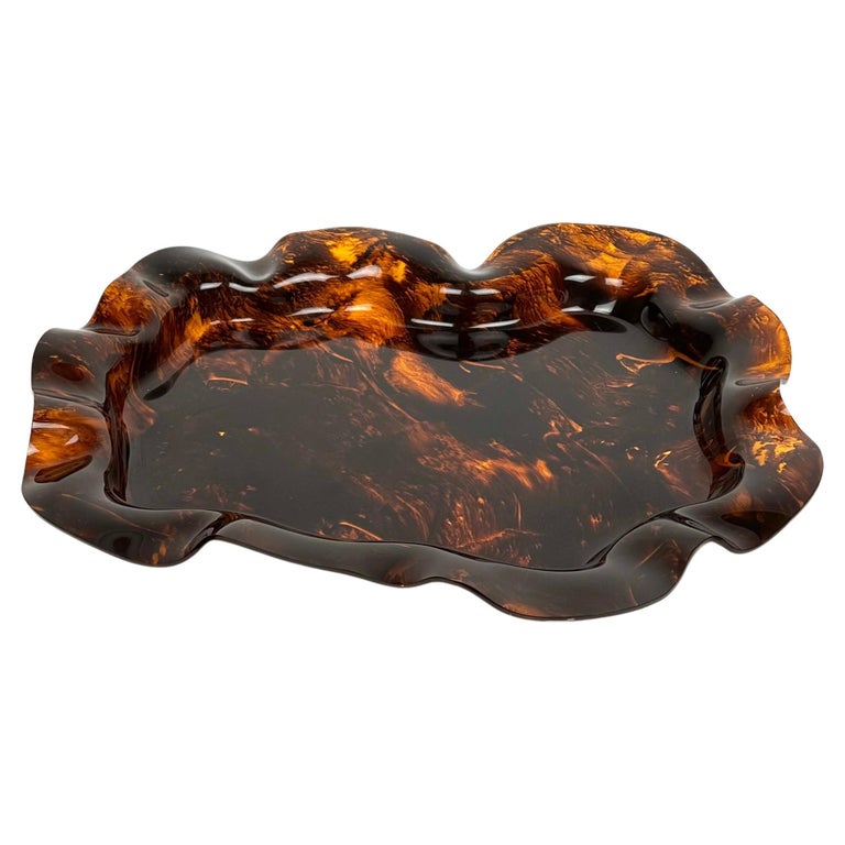 Large Serving Tray or Centerpiece Lucite Faux Tortoiseshell, Italy ...