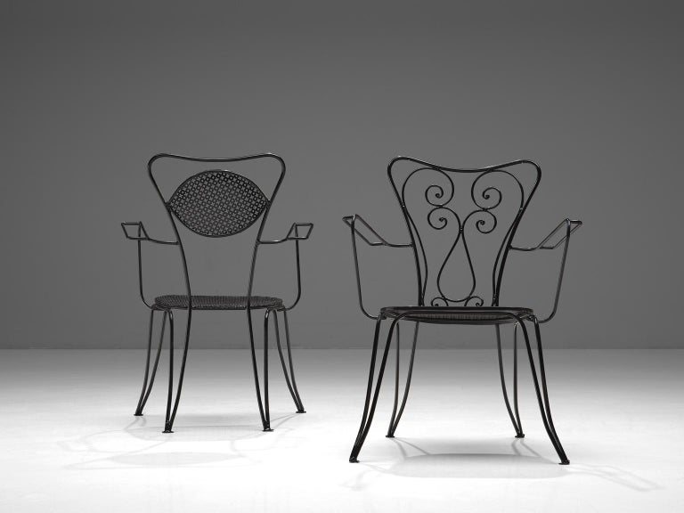 Large Set Italian Patio Chairs in Black Coating For Sale at 1stDibs