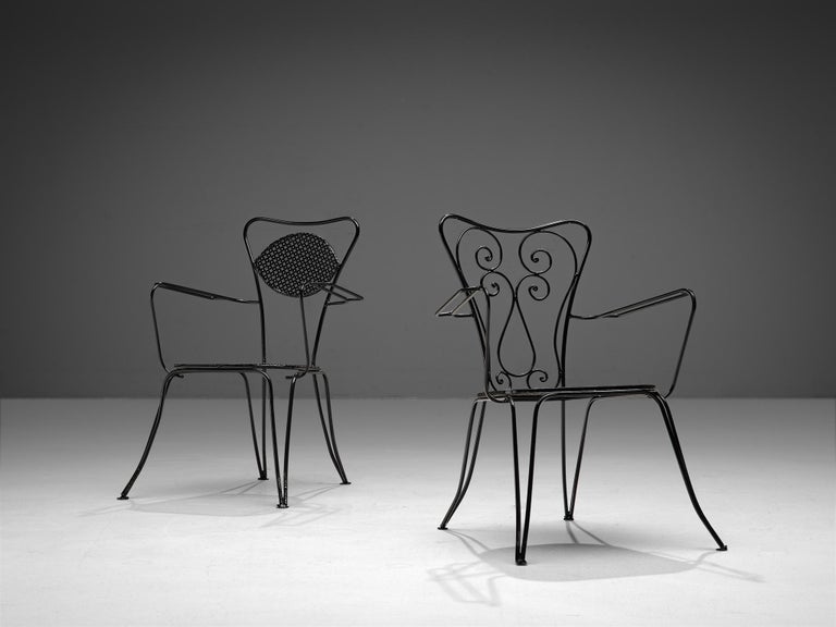 Large Set of Italian Black Patio Chairs For Sale at 1stDibs