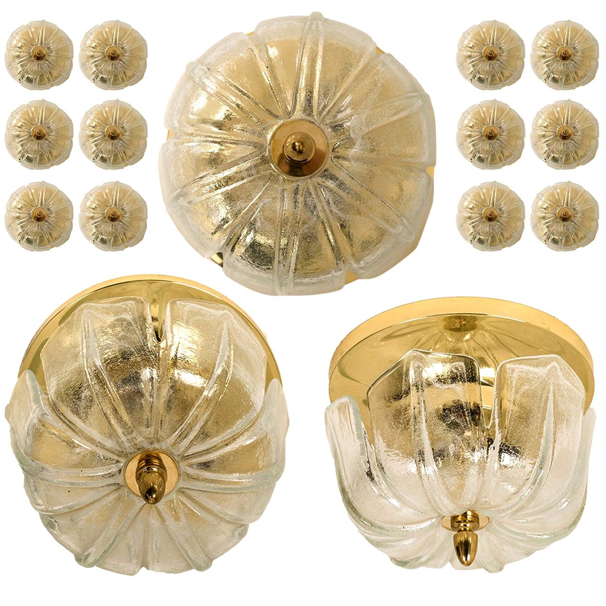 Pair of White Hexional Glass Flush Mounts/Wall Lights by Limburg, 1970s ...