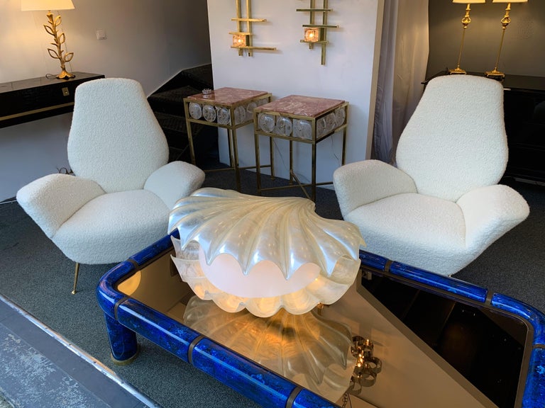 Large Shell Lamp Pearl Resin Brass by Maison Rougier, France, 1970s at ...