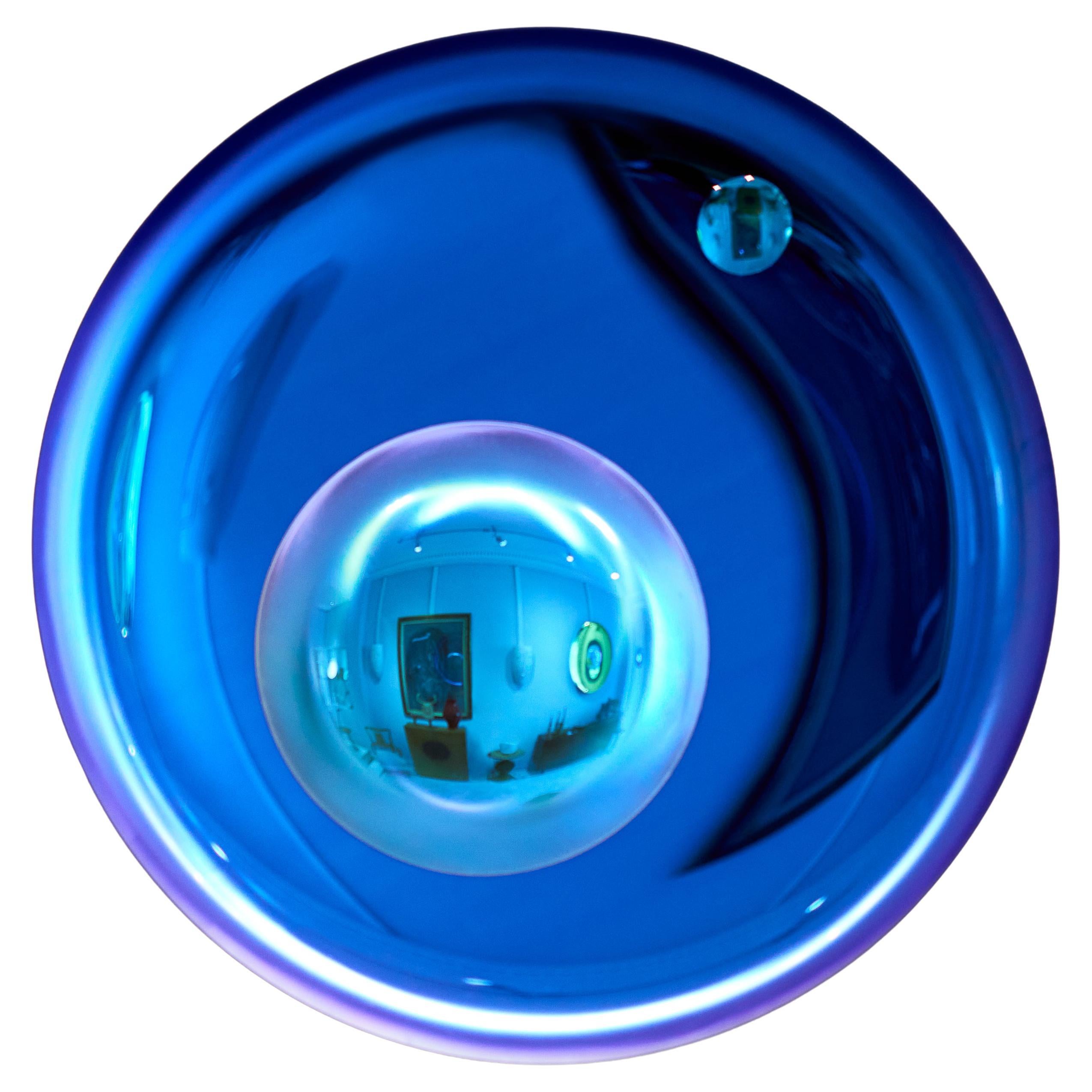 Large Shiny Blue Concave Mirror One of a Kind Signed by Christophe ...