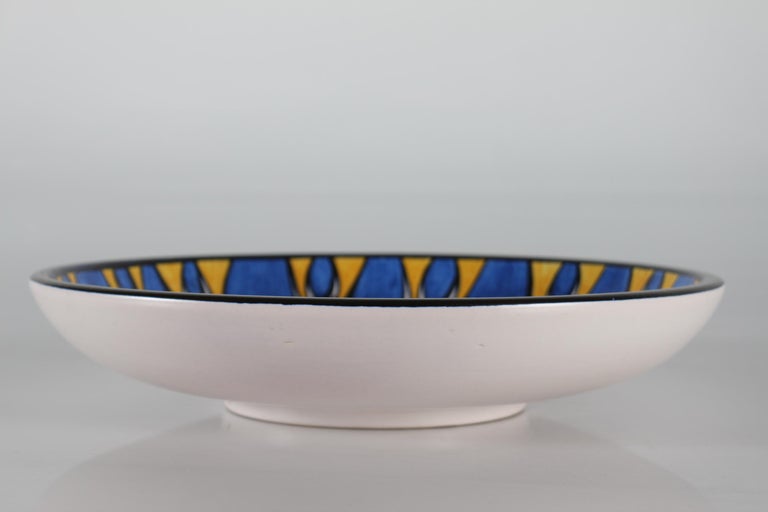 Large Søholm Ceramic Low Bowl with Graphic Pattern in Bright Colors ...