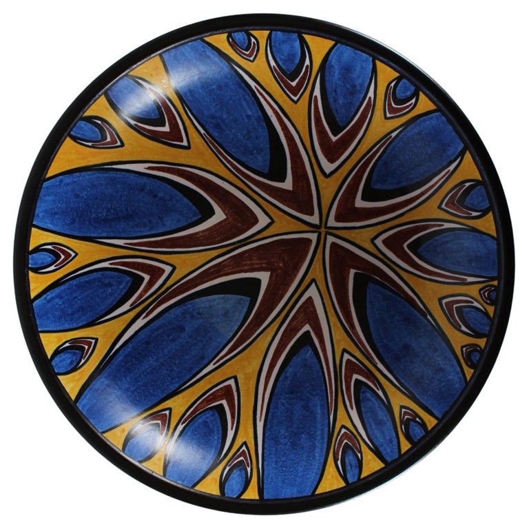Large Søholm Ceramic Low Bowl with Graphic Pattern in Bright Colors ...