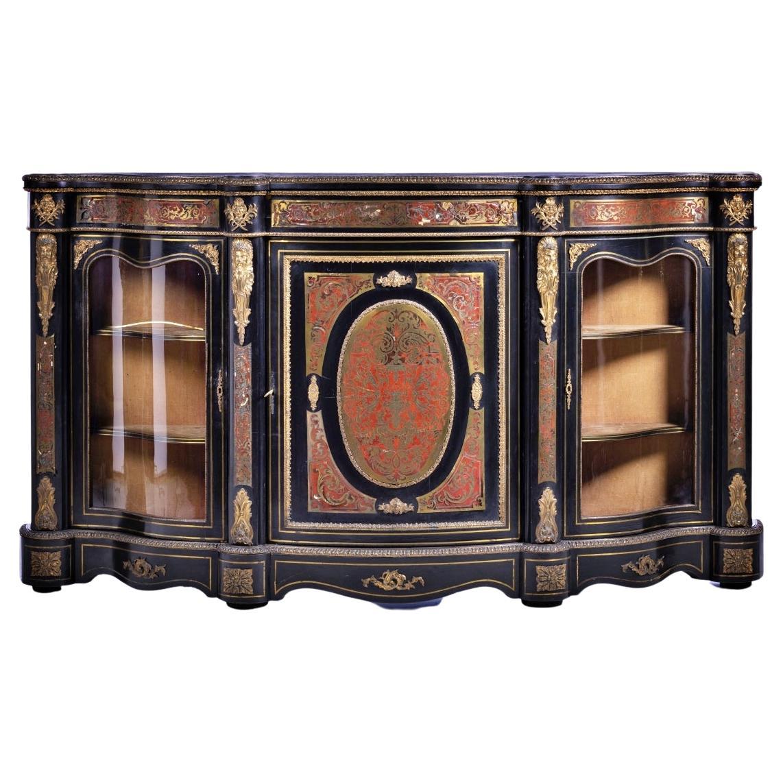 Napoleon III Black Chinoiserie Decorated Narrow Sideboard at 1stDibs