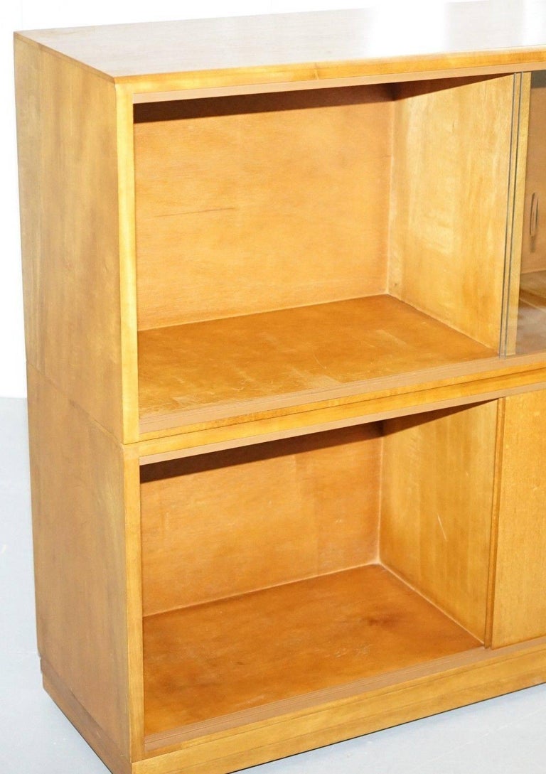 Large Sideboard Sized 1960s Simplex Honey Oak Stacking Bookcase Glass ...