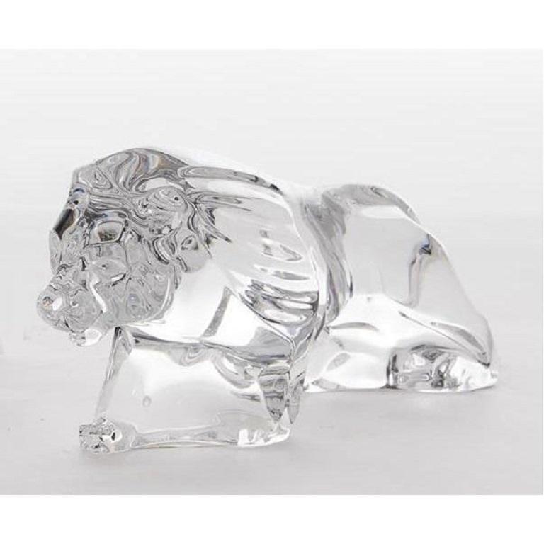 Large Signed Baccarat French Crystal Lion Sculpture, 1990s For Sale at ...
