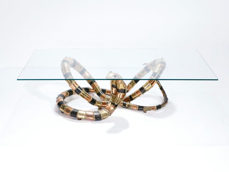 Large Signed French Isabelle Faure Cobra Coffee Table, 1970s at 1stDibs