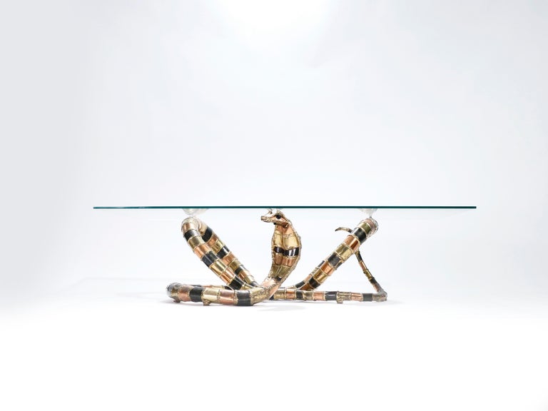 Large Signed French Isabelle Faure Cobra Coffee Table, 1970s at 1stDibs