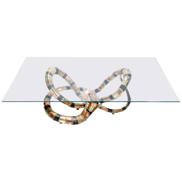Large Signed French Isabelle Faure Cobra Coffee Table, 1970s at 1stDibs