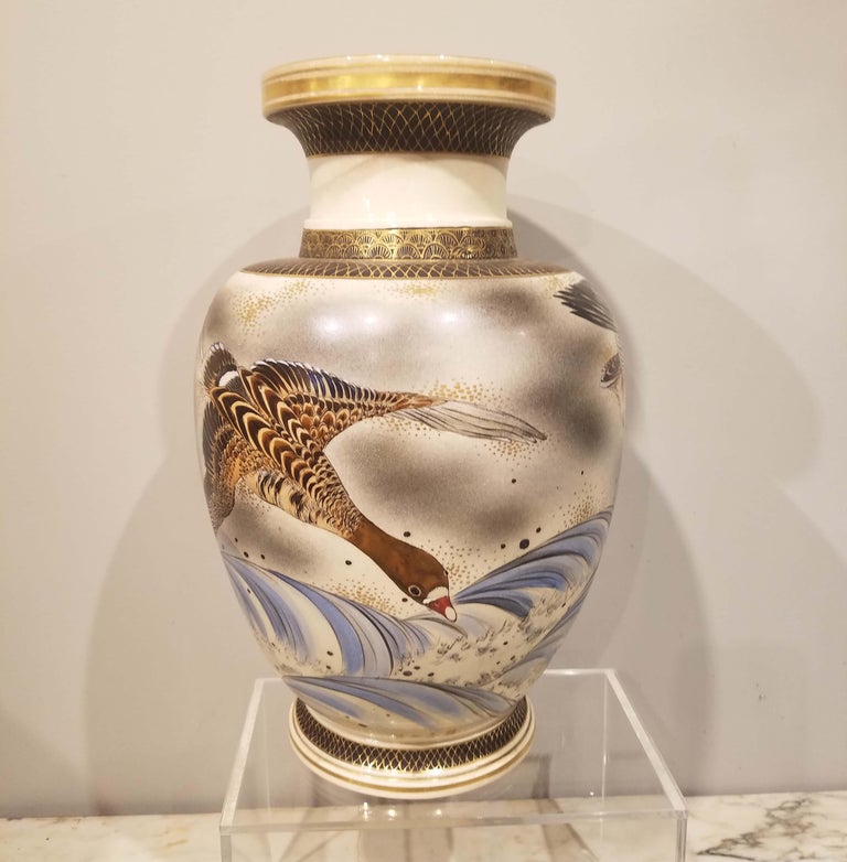 Large Signed Japanese Satsuma Porcelain Vase Meiji Period at 1stDibs
