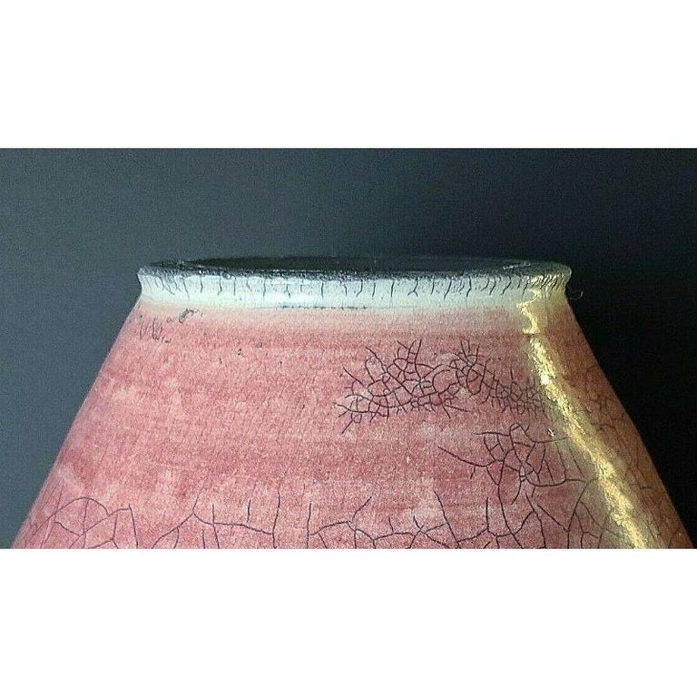 Large Signed Native American Style Raku Pottery Vase For Sale at 1stDibs