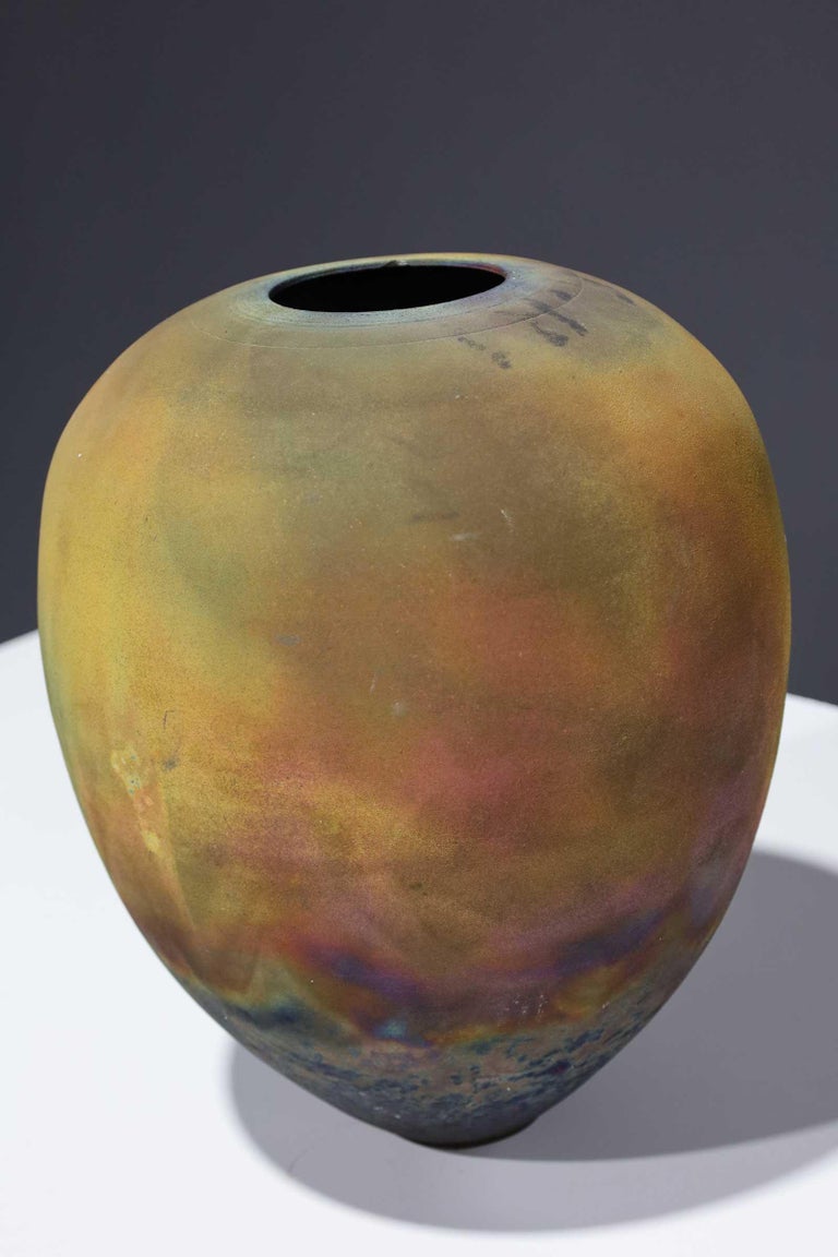 Large Signed Raku Art Pottery Vessel For Sale at 1stDibs | raku pottery ...