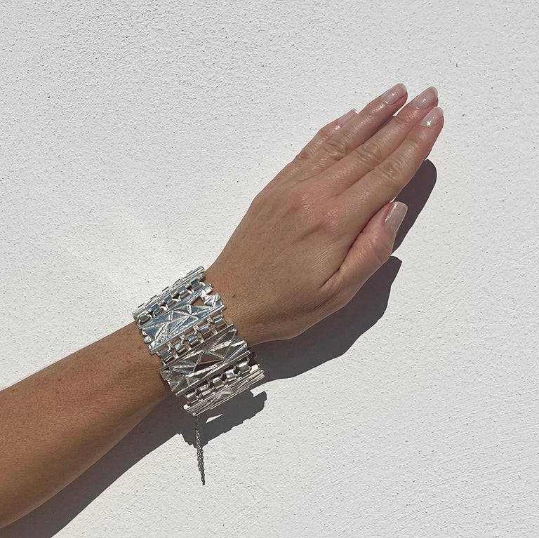 Large Silver Bracelet by Swedish Master Claës Giertta, Made Year 1975 For Sale at 1stDibs