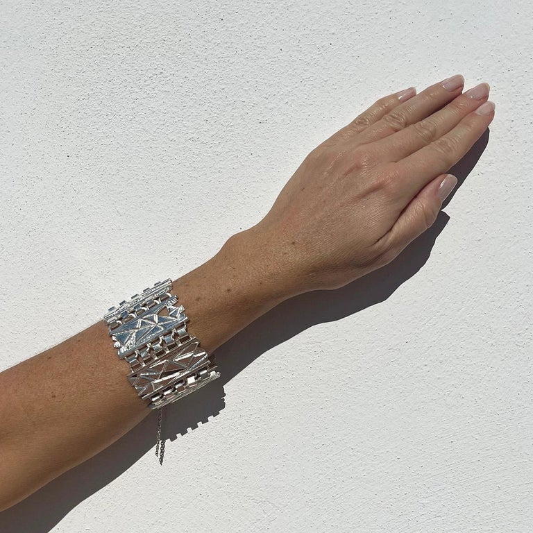 Large Silver Bracelet by Swedish Master Claës Giertta, Made Year 1975 For Sale at 1stDibs
